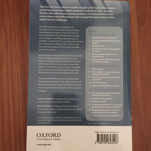 (reserved) Company Law (Alan Dignam & John Lowry), Hobbies & Toys ...