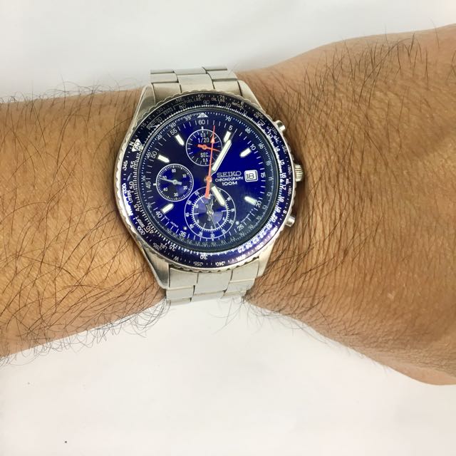 Seiko Chronograph Watch Blue Face, Men's Fashion, Watches & Accessories ...