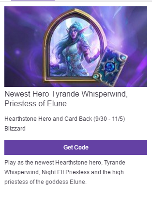 Hearthstone Tyrande Whisperwind & Card Back Code, Video Gaming, Video ...