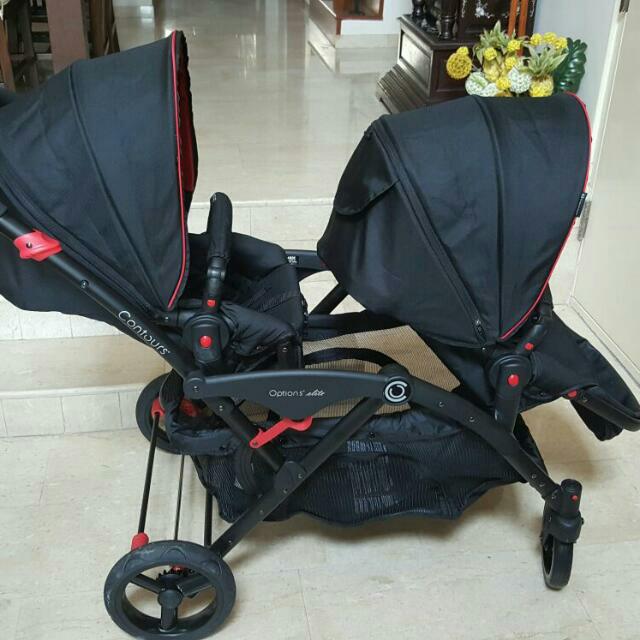 Contours Options Elite Tandem Stroller Crimson Red, Babies & Kids ...