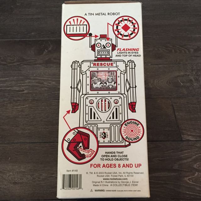 R1 Rescue 14" Battery Operated Tin Robot By Rocket USA, Hobbies & Toys ...