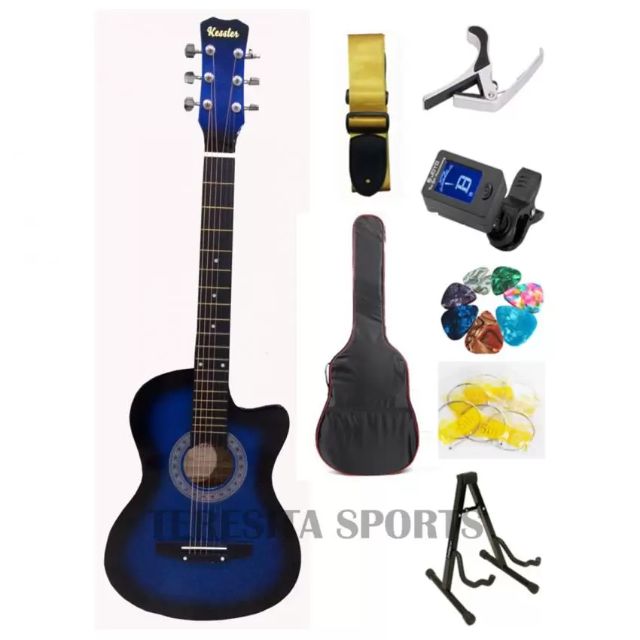 Kessler Acoustic Guitar Cutaway Starter Package (Blue), Hobbies & Toys ...