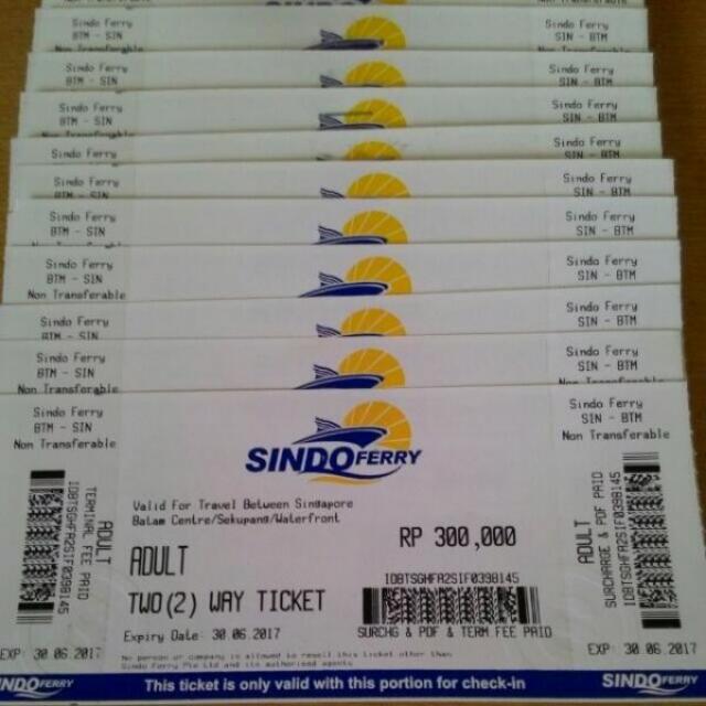 Sindo Ferry Ticket 2 Way Batam Singapore, Tickets & Vouchers, Vouchers ...
