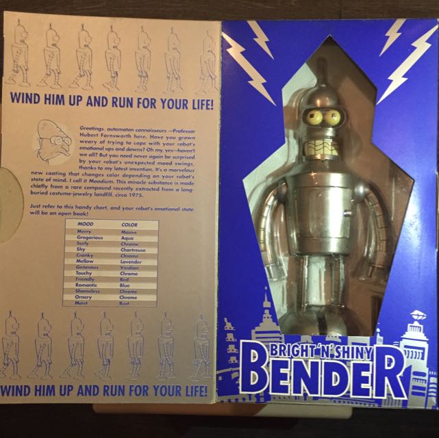 Futurama Bright N Shiny Bender Wind Up Tin Toy Robot, Hobbies & Toys ...