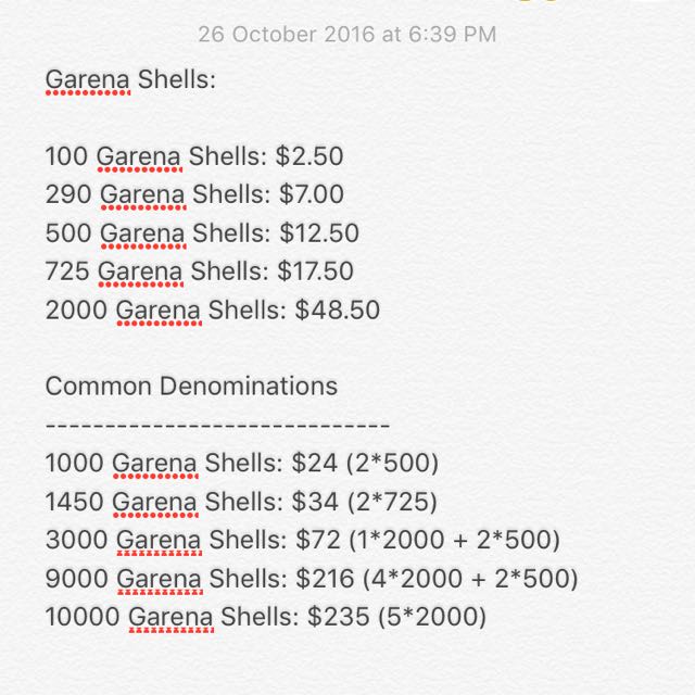 Garena Shells, Bulletin Board, Preorders on Carousell