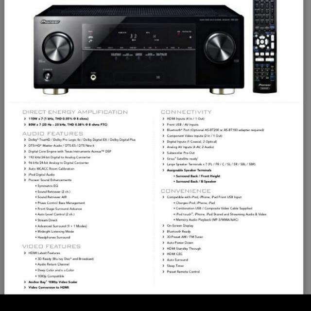 Pioneer Vsx 921k, Audio, Soundbars, Speakers & Amplifiers on Carousell