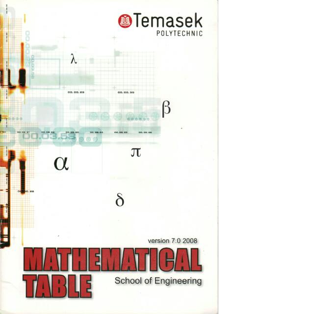 Temasek Polytechnic- Maths Table for Emaths 1, 2 & 3, Hobbies & Toys, Books & Magazines ...