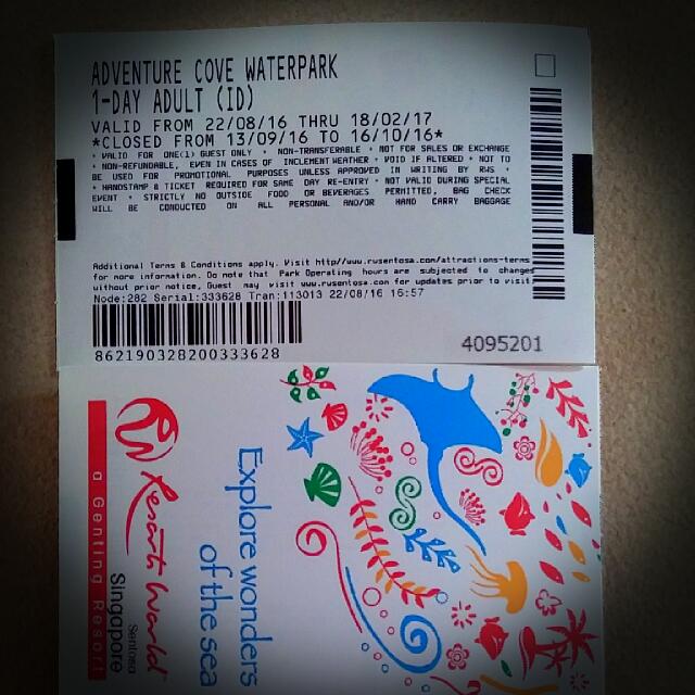 Adventure Cove Waterpark Ticket, Tickets & Vouchers, Local Attractions ...