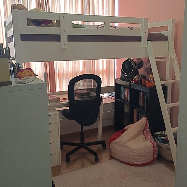 Loft Bed with Study Table, Furniture & Home Living, Furniture, Tables ...