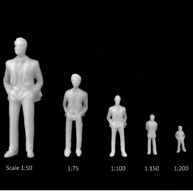 Scaled Human figures - 1:25, 1:50, 1:75, 1:100, 1:150 1:200, 1:300 ...
