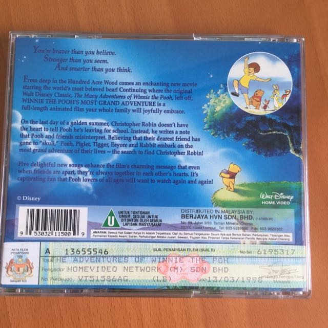The Adventures Of Winnie The Pooh Vcd, Hobbies & Toys, Music & Media ...