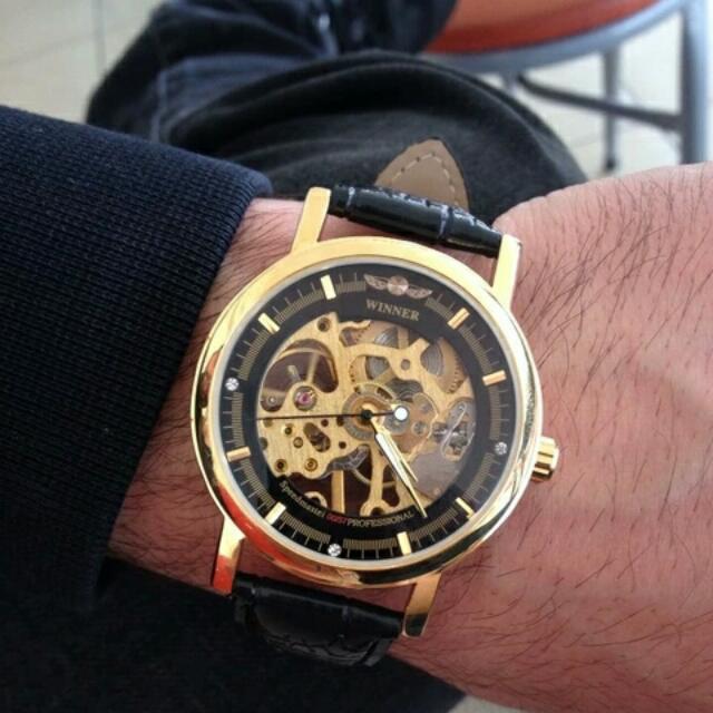 2016 WINNER Mechanical Analog Skeleton Face See-through Transparent ...