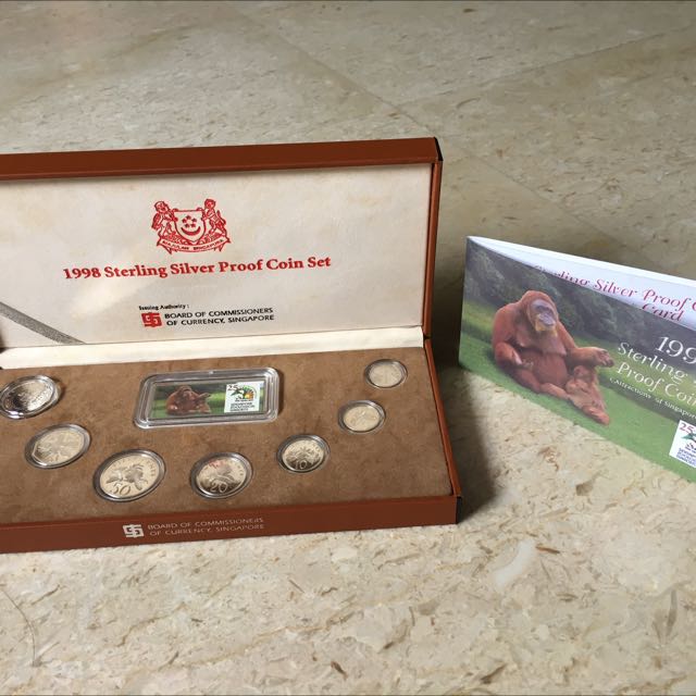1998 Sterling Silver Proof Coin Set With Nice Cert Number (Singapore Zoo Ah Meng), Hobbies ...