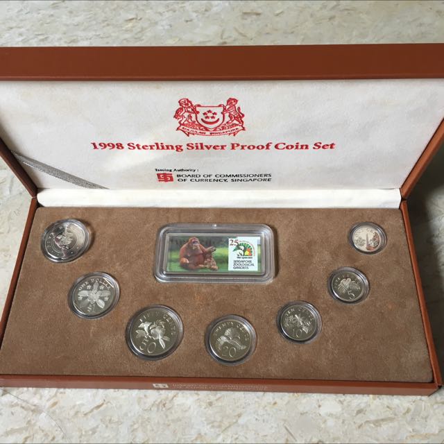 1998 Sterling Silver Proof Coin Set With Nice Cert Number (Singapore Zoo Ah Meng), Hobbies ...