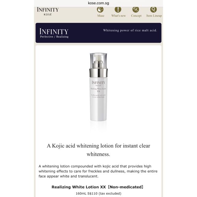 infinity kose realizing white lotion xx, Health & Beauty, Bath & Body on Carousell
