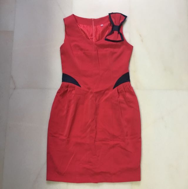 Red Ribbon Dress, Women's Fashion, Dresses & Sets, Dresses on Carousell