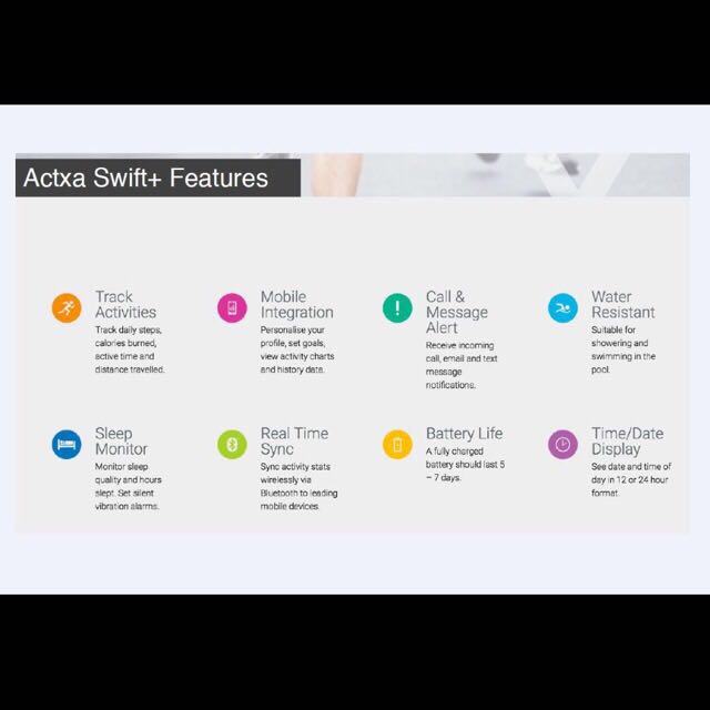 Actxa Swift Plus Activity Tracker, Mobile Phones & Gadgets, Wearables & Smart Watches on Carousell