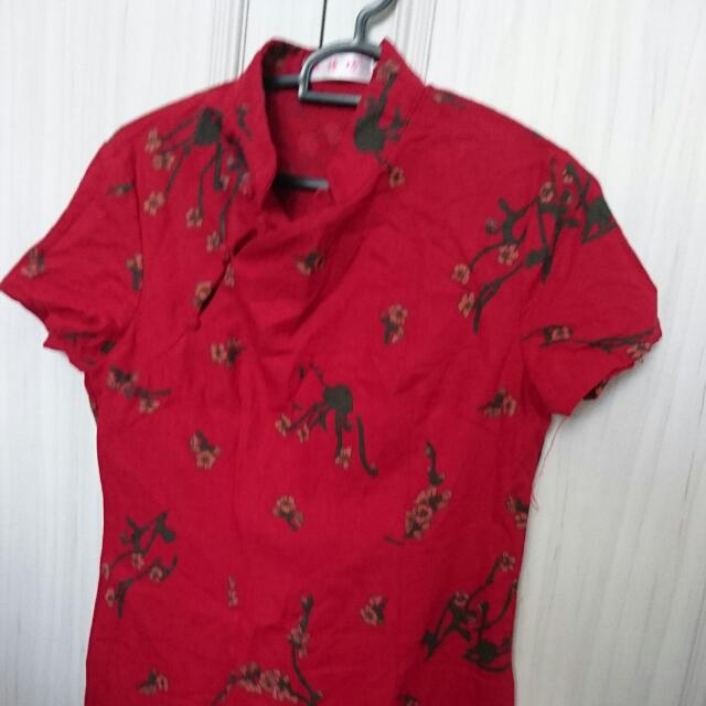 Cny Red Cheong Sam, Women's Fashion, Dresses & Sets, Traditional ...