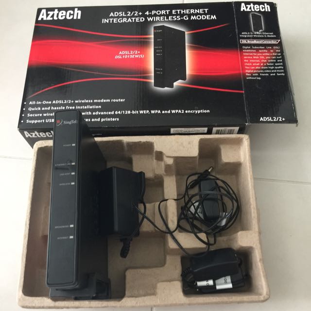 Aztech Adsl 2/2+ 4-port Ethernet Integrated Wireless-G modem, Computers ...