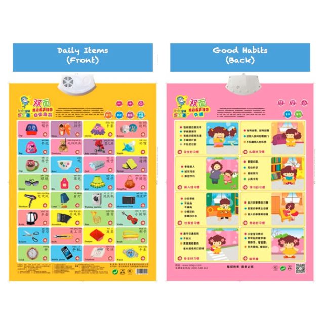 Kids educational Chinese-English bilingual posters with sound / audio ...