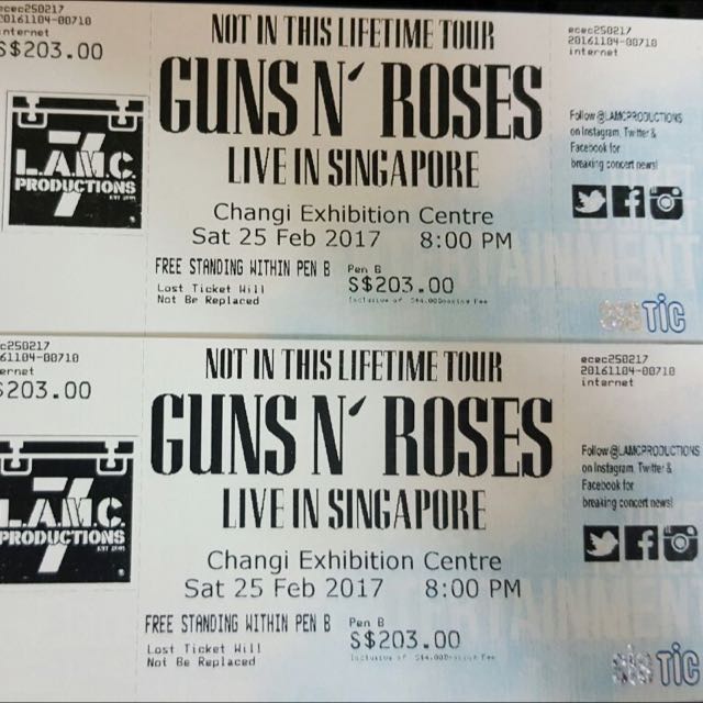Guns N' Roses Concert Tickets, Tickets & Vouchers, Event Tickets on ...