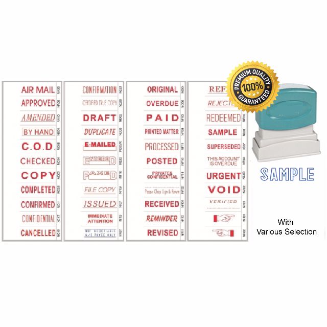 Pre Ink Stamp Many Types ( Paid / Received / COD / CASH / SAMPLE / ON ...