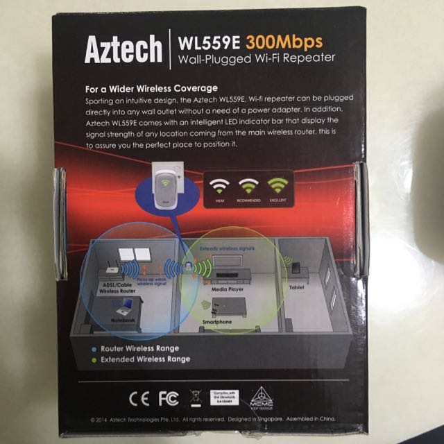 WiFi Repeater / Extender (Aztech WL559E), Computers & Tech, Parts ...