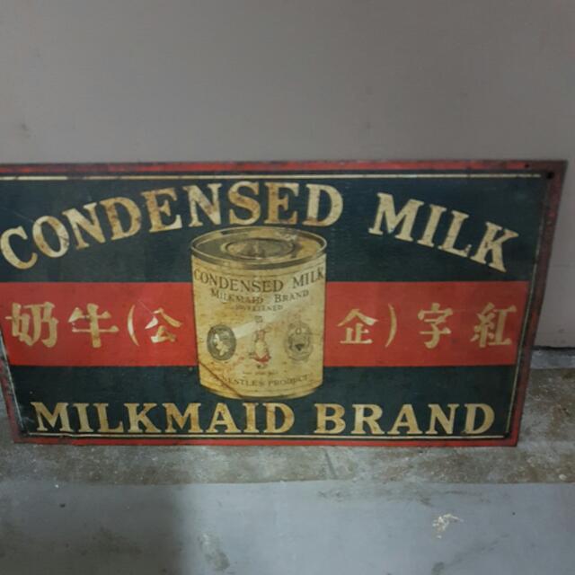 Vintage Tin Metal Sign Milkmaid Condensed Milk, Hobbies & Toys ...