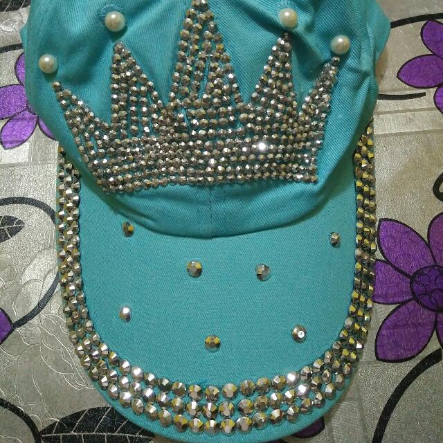 Studed Blue Princess Cap, Women's Fashion, Watches & Accessories, Hats ...