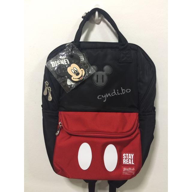 STAYREAL Disney Mickey backpack 米奇變身大嘴後背包 (無版型/黑色), Women's Fashion ...