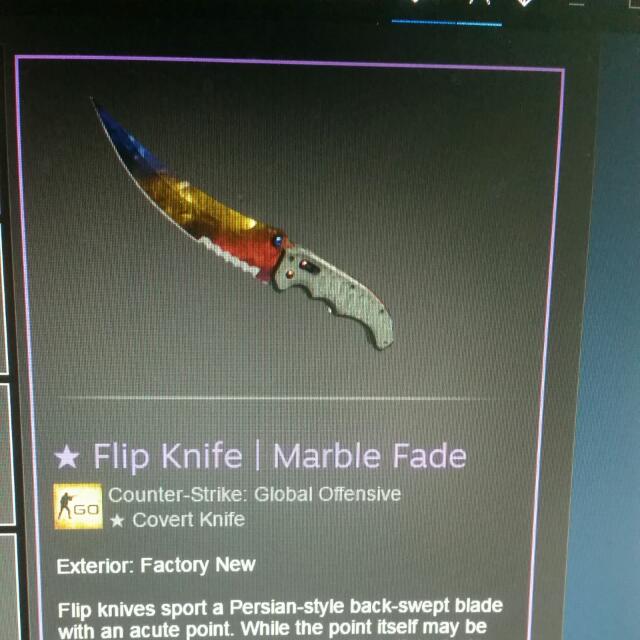 Flip Knife - Marble Fade Fn CSGO, Video Gaming, Gaming Accessories ...