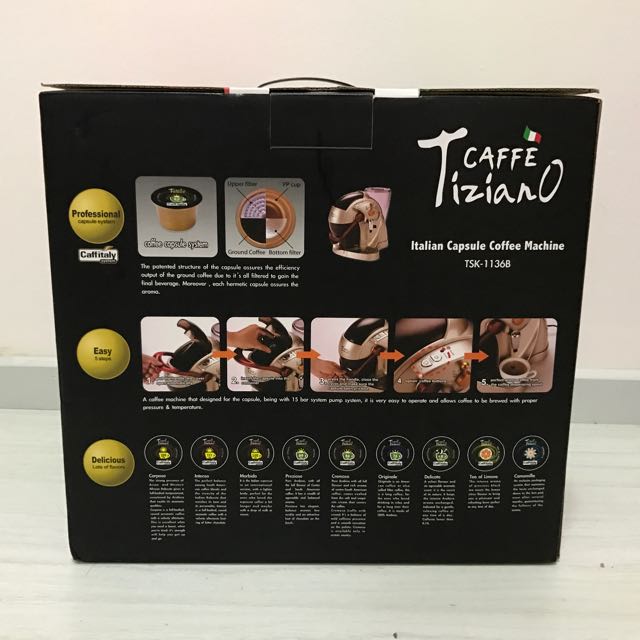 Caffe Tiziano Italian Capsule Coffee Machine TSK-1136, TV & Home Appliances, Kitchen Appliances ...