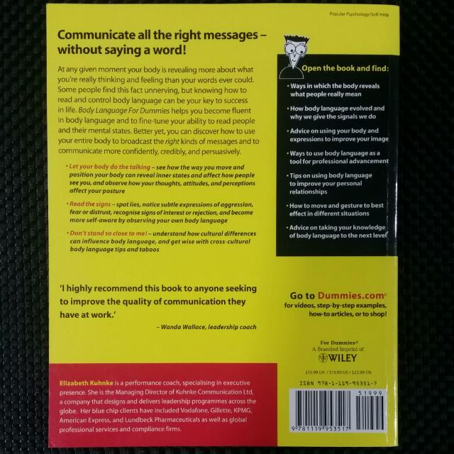 Body Language For Dummies, Hobbies & Toys, Books & Magazines, Fiction ...