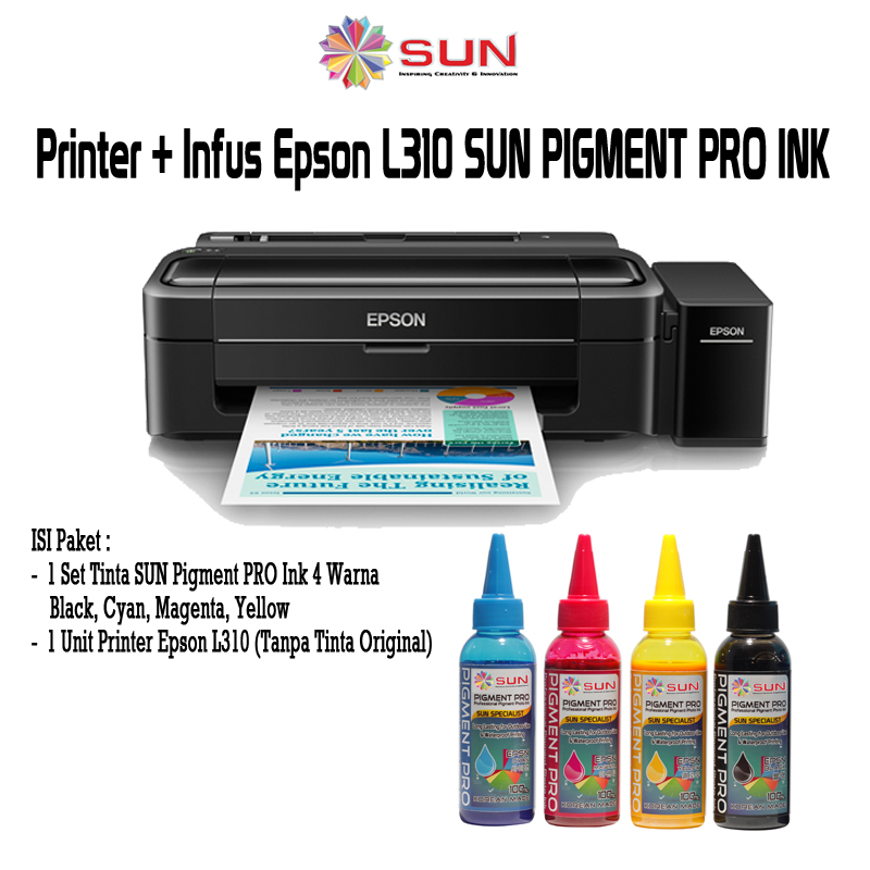 PRINTER EPSON L310 - SUN PIGMENT PRO INK (4 Warna) #Ink Jet, Elektronik ...