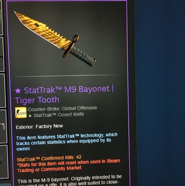 Stattrak M9 Bayonet Tiger Tooth, Video Gaming, Video Game Consoles ...