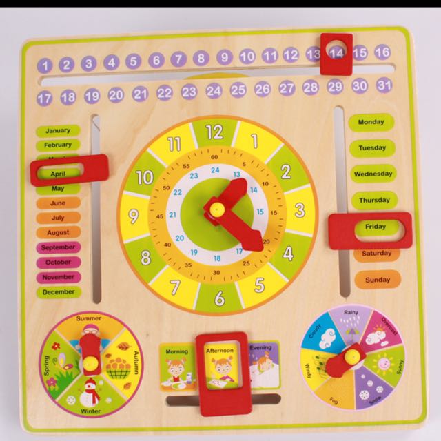 Learning Wooden Time Clock, Babies & Kids, Baby Nursery & Kids ...