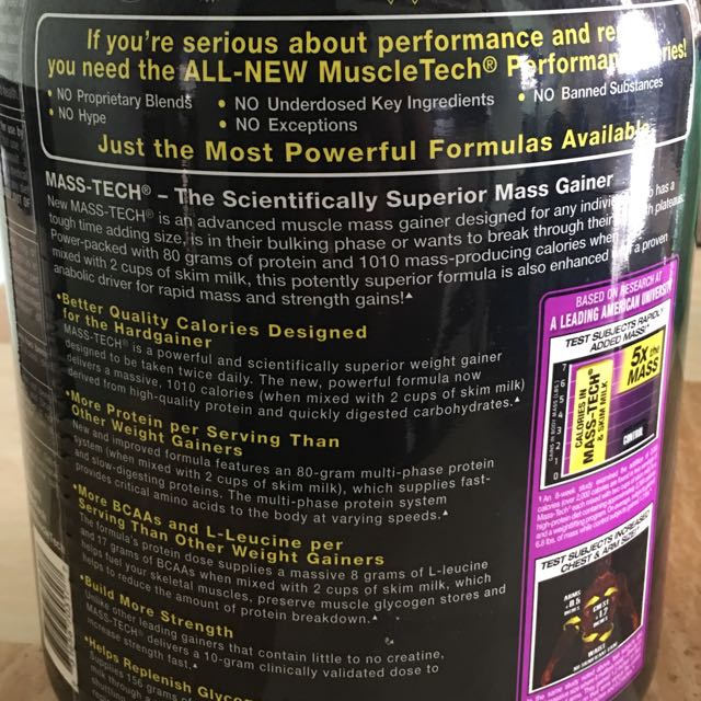 Muscletech Mass Tech (Mass Gainer), Sports Equipment, Exercise ...