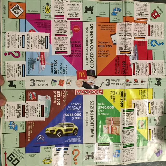 MACDONALDS MONOPOLY MAP ALMOST FULL, Hobbies & Toys, Toys & Games on ...