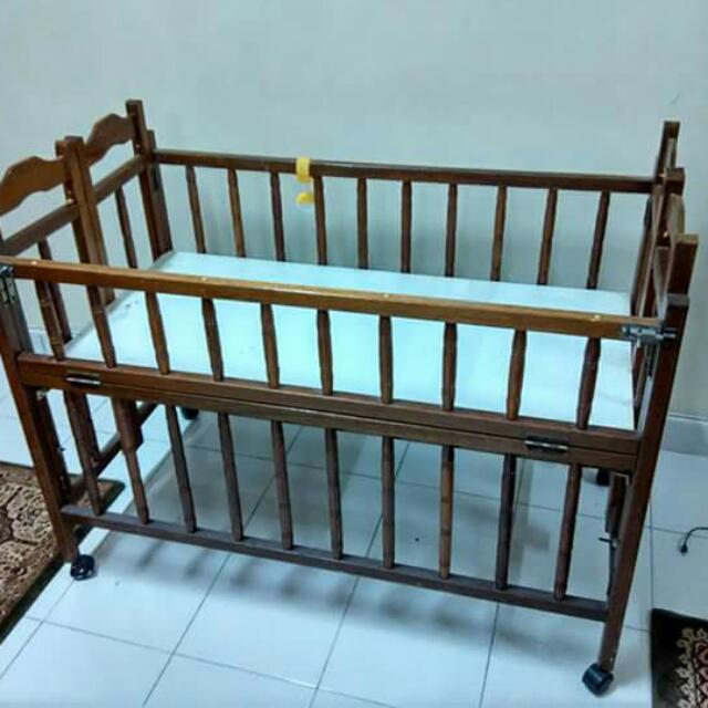 Wooden Baby Bed With Wheel, Babies & Kids, Baby Nursery & Kids ...