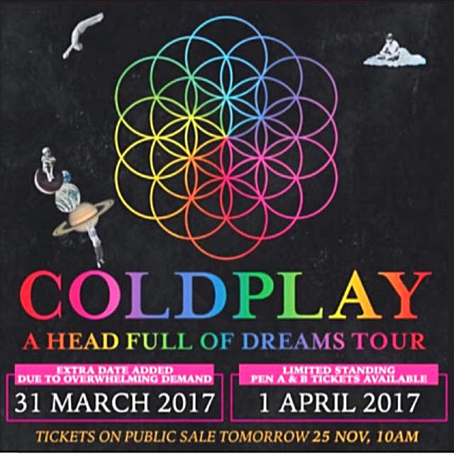 COLDPLAY TICKET, Tickets & Vouchers, Event Tickets on Carousell