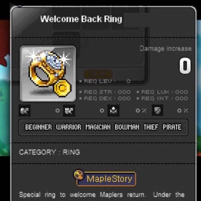 MapleSea Welcome Back Ring Code, Video Gaming, Gaming Accessories, Game ...