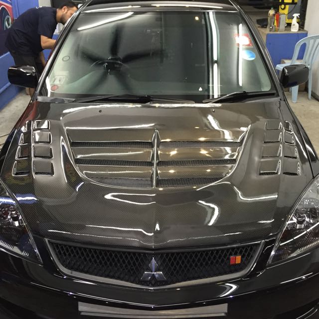Voltex Style CF Bonnet For Lancer Cs3 / Cs5, Car Accessories on Carousell