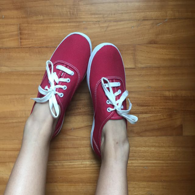 Keds Red Canvas Plimsoles, Women's Fashion, Footwear, Sneakers on Carousell