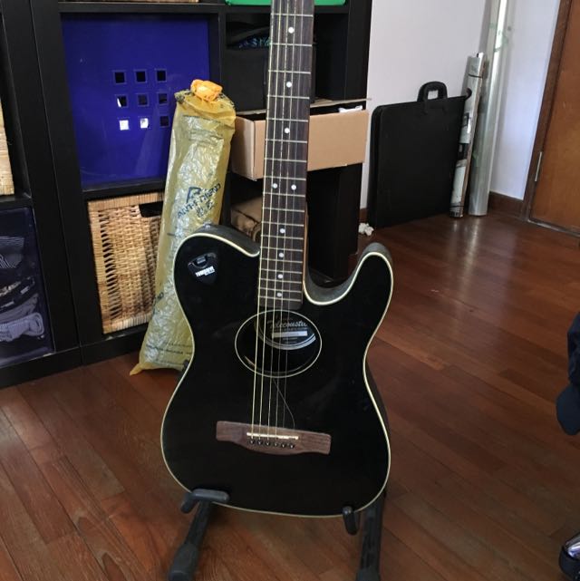 Black Fender Telecoustic, Hobbies & Toys, Music & Media, Musical ...
