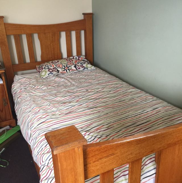King Single Timber Bed Frame, Home & Furniture on Carousell