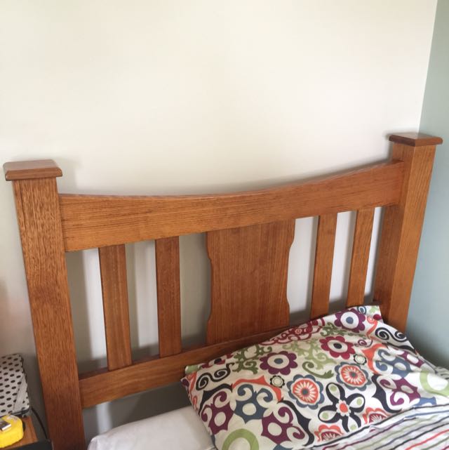 King Single Timber Bed Frame, Home & Furniture on Carousell