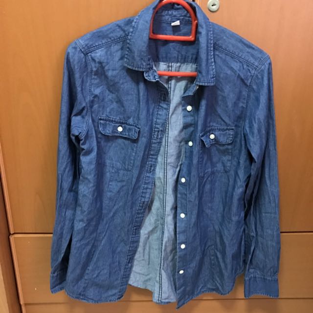 Uniqlo Denim Shirt, Women's Fashion, Tops, Shirts on Carousell