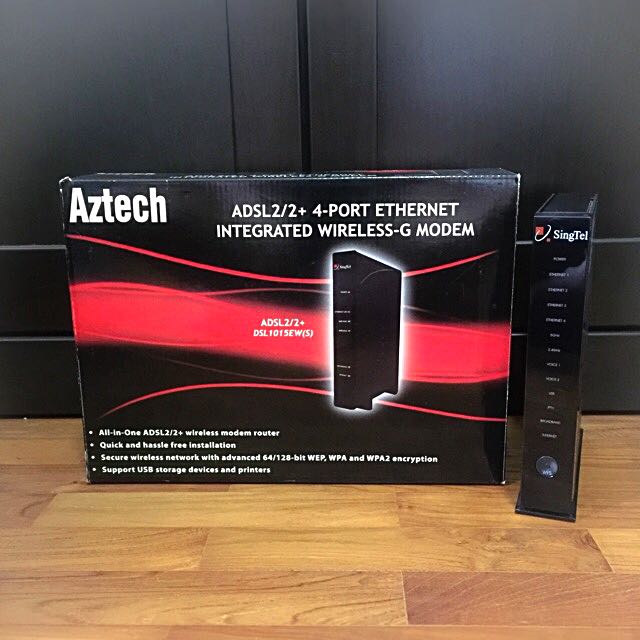 Aztech ADSL 4-port Ethernet Wireless-G Modem, Computers & Tech, Parts ...
