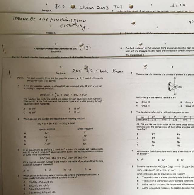 Chemistry: TJC JC2 H2 Chemistry Papers, Hobbies & Toys, Books ...