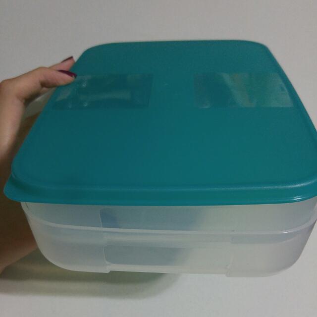 TUPPERWARE Large Transparent Rectangular Container with Green Cap Set ...